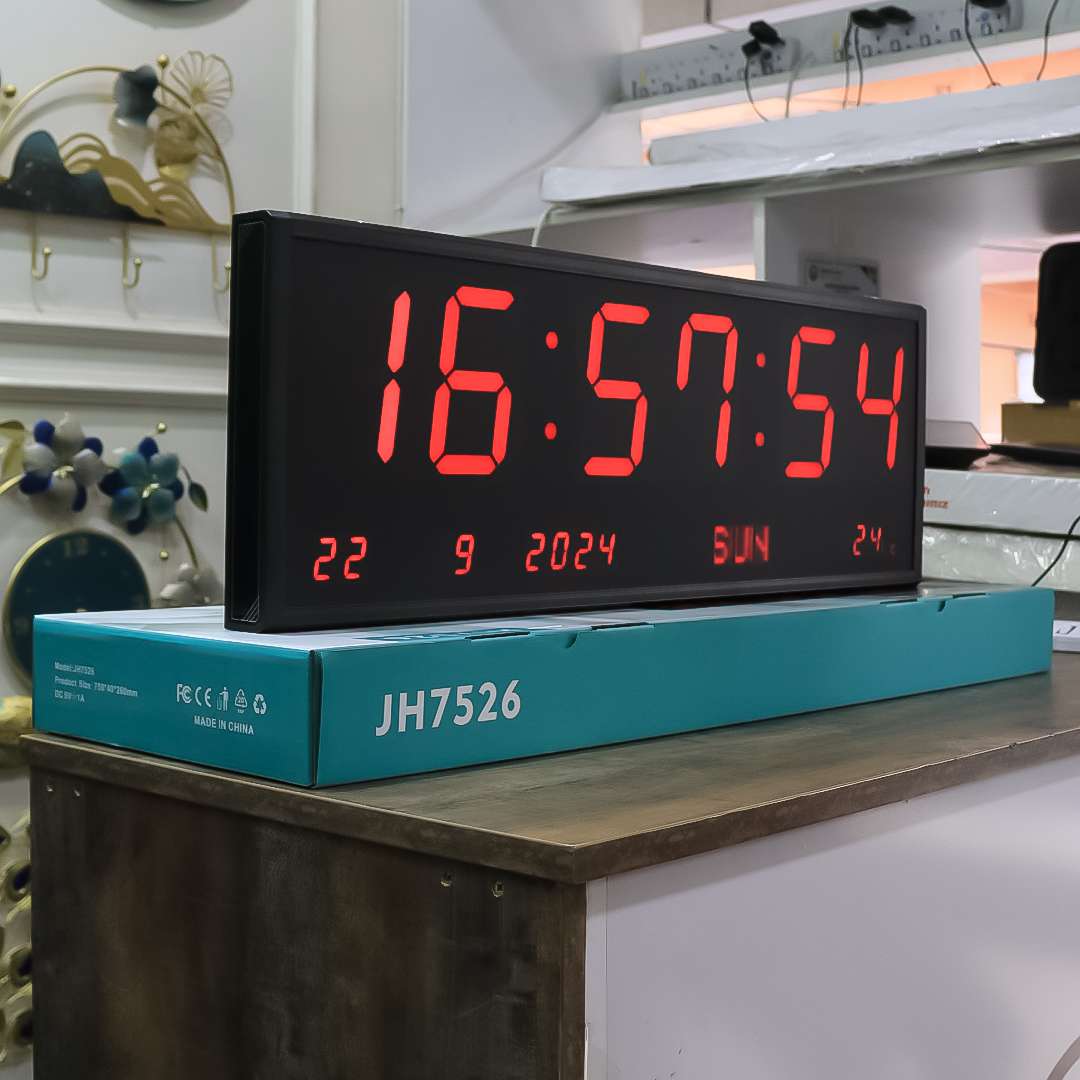 Extra Large Red LED Digital Calendar Clock – Bold Time, Date & Temp ...