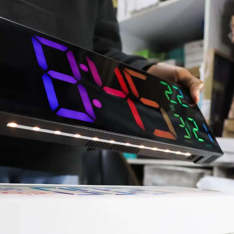 8 Color-Changing RGB LED Clock with Large Display, Remote Control ...