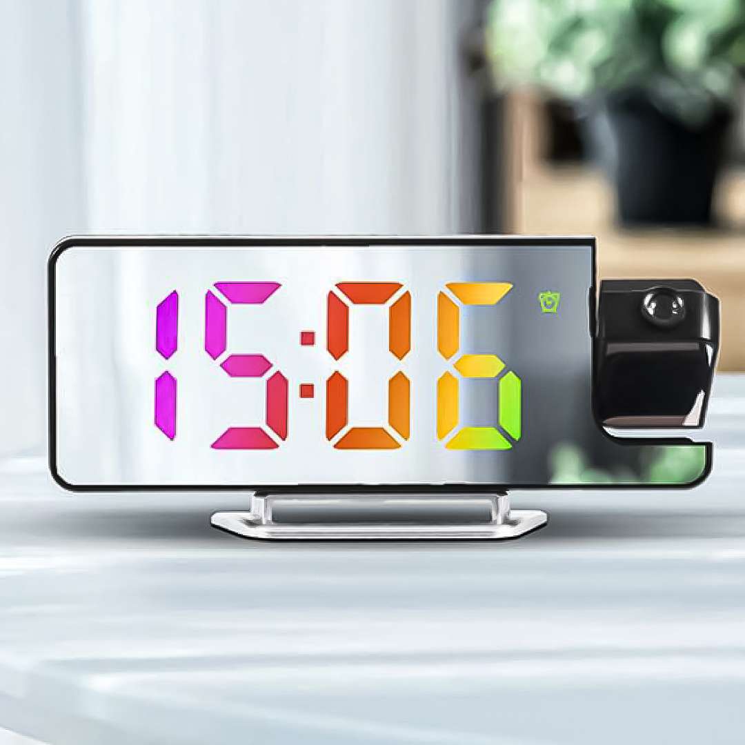 Mirror Face LED Digital Clock With Time Projection, Dual Alarms, and ...