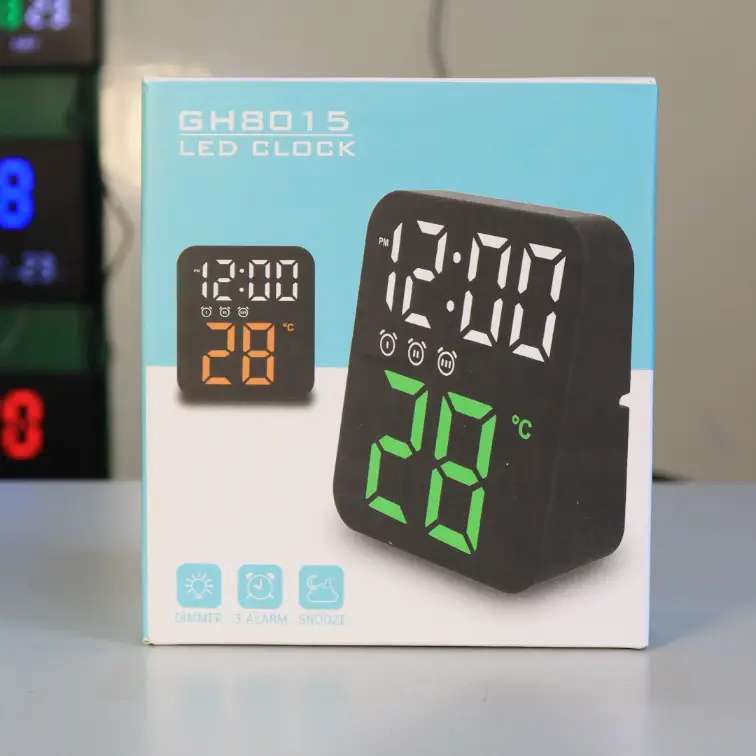 Desktop Digital Clock with LED Display for Living Room – Time, Date ...