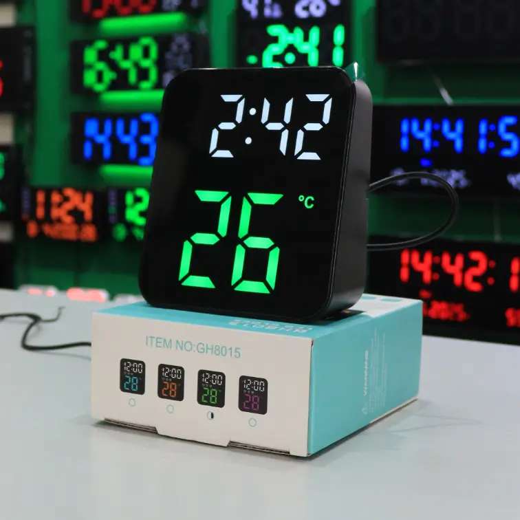 Desktop Digital Clock with LED Display for Living Room – Time, Date ...