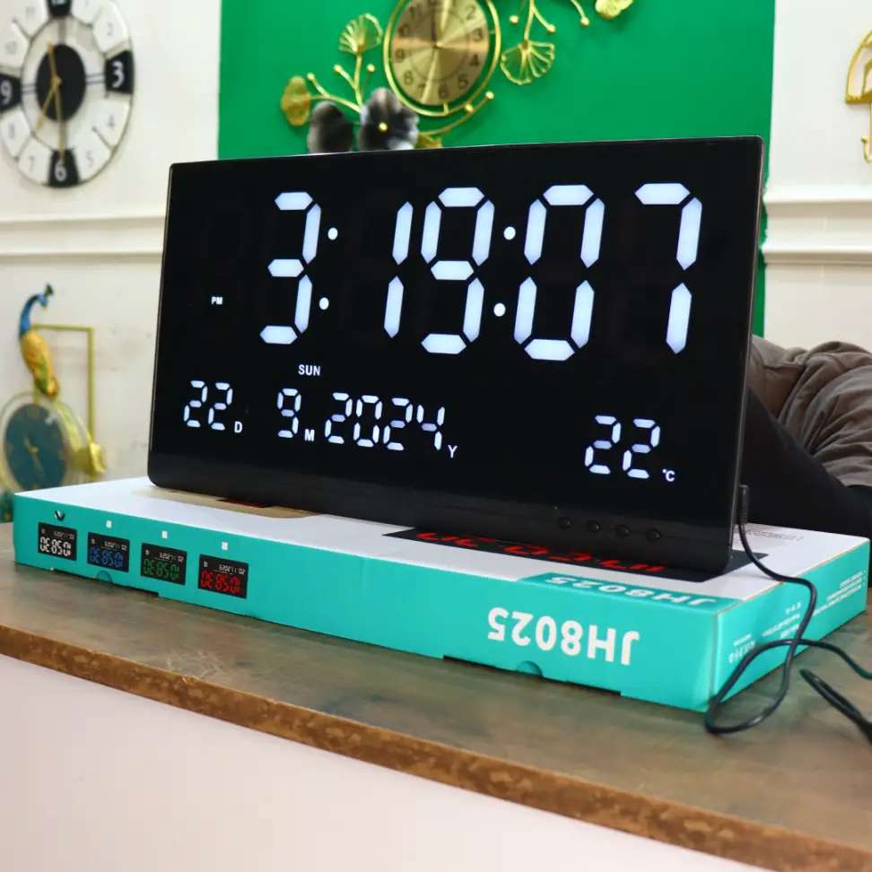 Large Brilliant White LED Digital Wall Clock With Seconds