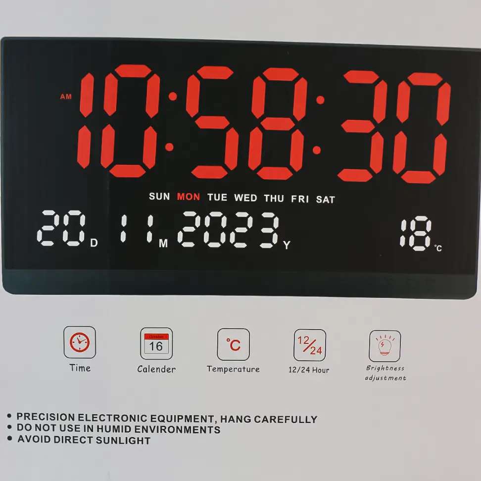 Blue Digital Clock With Thermometer And Calendar