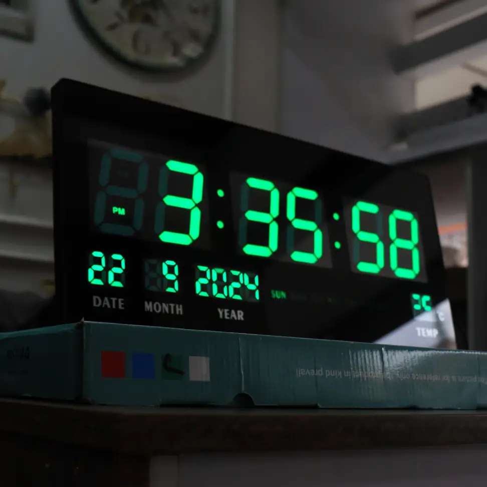 The Large Green Jumbo LED Digital Clock For Large Offices, Churches