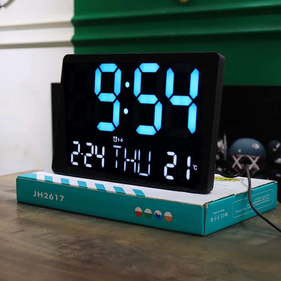 Blue LED Digital Clock With Large Display