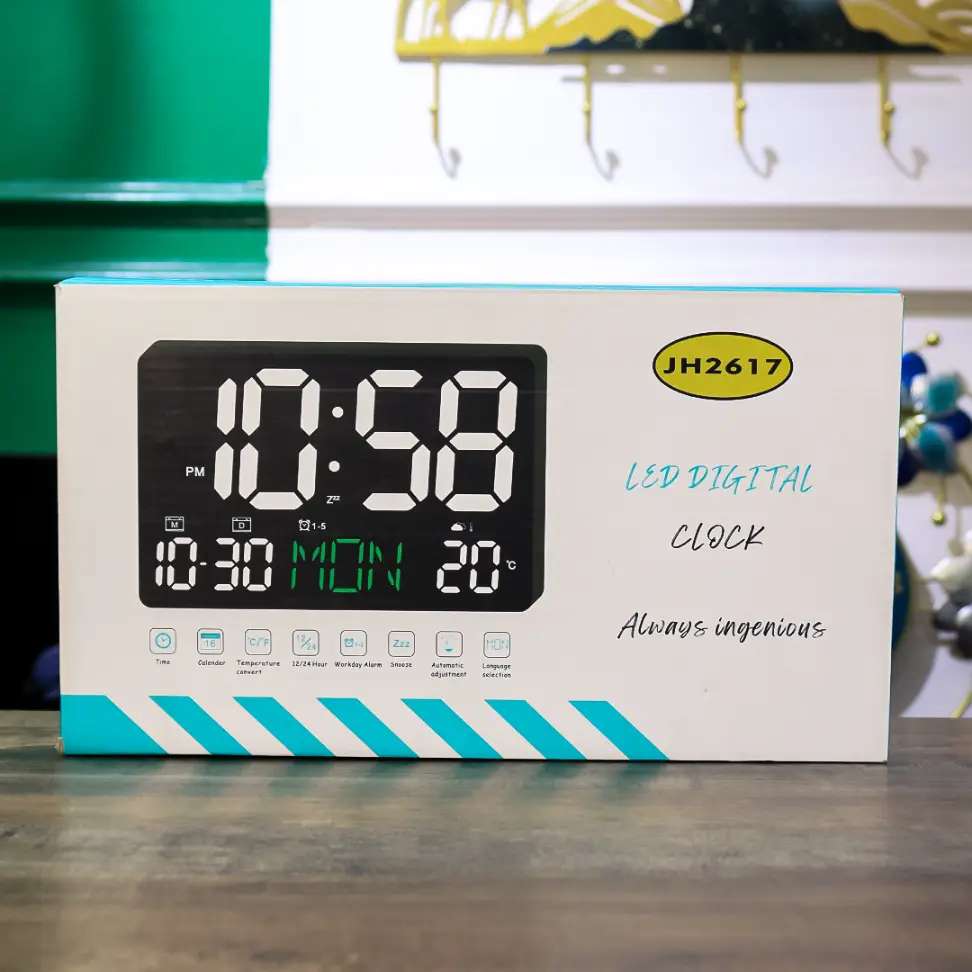 Blue LED Digital Clock With Large Display