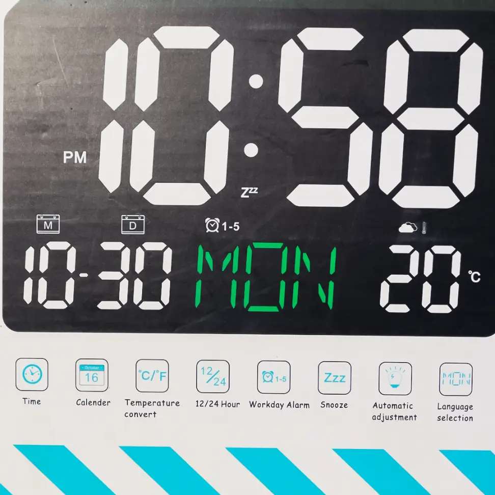 Blue LED Digital Clock With Large Display