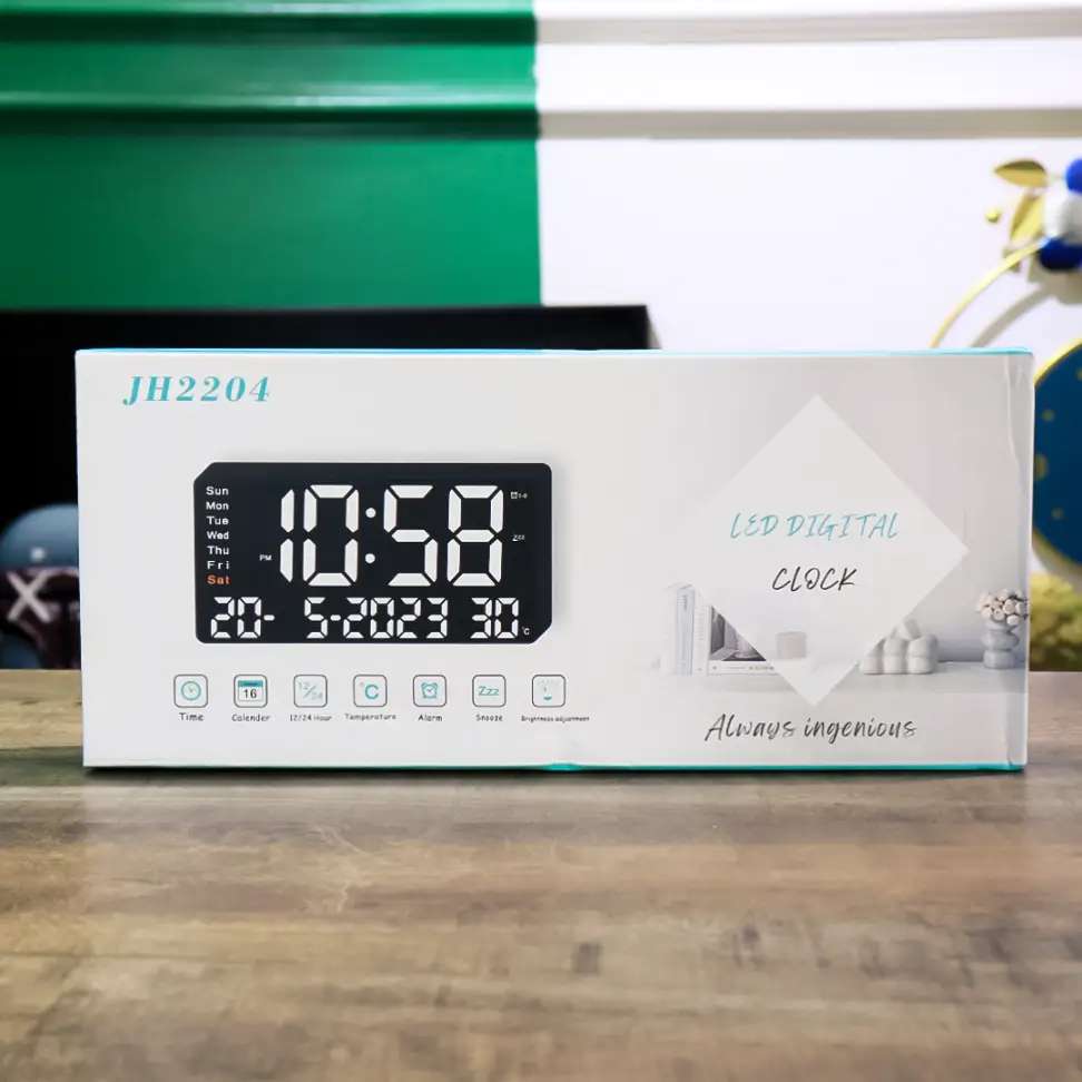 Brilliant White Digital LED Wall Clock With Days of the Week