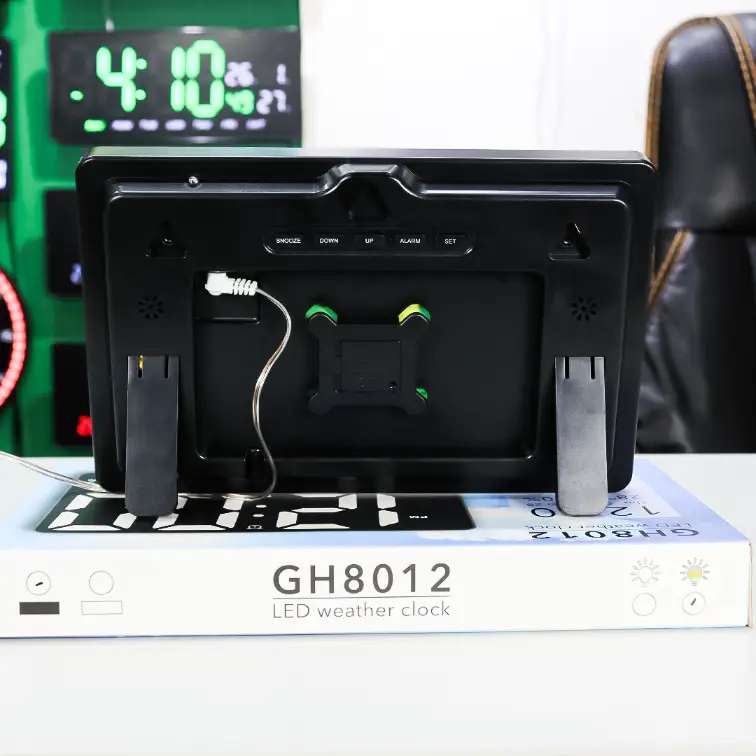 5-in-1 LED Digital Clock – Large Display with Time, Date, Temperature ...